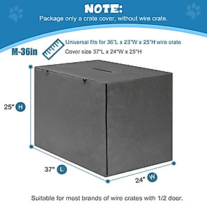 Deblue Grey 36 inches Dog Crate Cover, Heavy Duty Polyester Pet Kennel Covers Universal Fit for 1 2 Doors Standard Metal Crate (Grey)