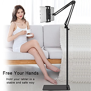 ASWINN Tablet Floor Stand, Adjustable Universal 360-degree Rotatable Metal Tablet Holder,Compatible with iPad/iPhoneX/iPad Pro or Other 4.5~12.9 Inches Devices (White)