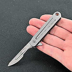 SZHOWORLD All Stainless Steel Scalpel Folding Knife with 10pcs #23 Replaceable Blade, Compact Utility EDC Small Pocket Knife, 1.1oz
