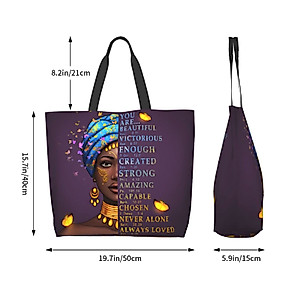 IAGM Black Women Tote African American Tote Bags For Women Afro Black Art Shoulder Bag Black Girl Satchel Handbags Waterproof