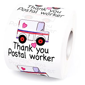 Wailozco Thank You Postal Worker Stickers,Thank You Stickers,Handmade Stickers,Small Shop Stickers,Envelopes Stickers for Small Business, Online Retailers,Handmade Goods,500 Labels Per Roll