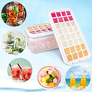 Ice Cube Tray,Ice Trays for Freezer with Lid and Bin,Ice Cube Trays for Freezer with 2 trays,Easy Release 64 pcs Ice,Ice Cube Molds,BPA Free
