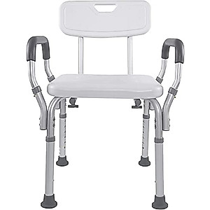 Vaunn Shower Chair Bath Seat with Padded Arms, Removable Back and Adjustable Legs, Bathtub Safety and Support Weight Up to 350 lbs