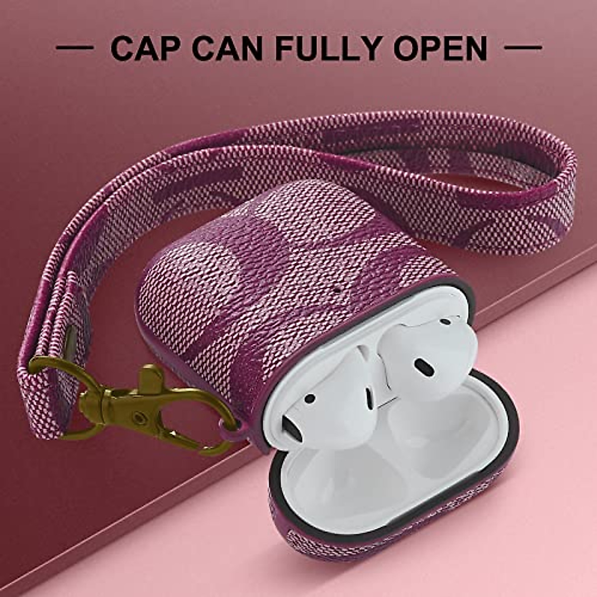 CULIPPA AirPods Case Cover for Airpods 2&1, Full-Body Hard Shell Luxury Leather Scratch Resistant Drop Proof Protective Cover for Women Girl Earphones Charging Case [Front LED Visible] - Dark Brown