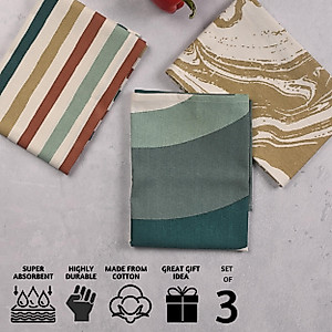 Folkulture Wooden Spoon Rest and Kitchen Towels Bundle, Spoon Rest for Kitchen Counter, Spoon Holder for Stove, Kitchen Towels or Tea Towels, 20 X 26 Inches Cotton Dishrags