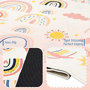 LTKOUGFAM Soft Kids Area Rug, Large Washable Space Mat, Non-Slip Cute Rainbow Weather Baby Crawling Floor Mat for Living Room Playroom Classroom Bathroom (59" x 39" S)