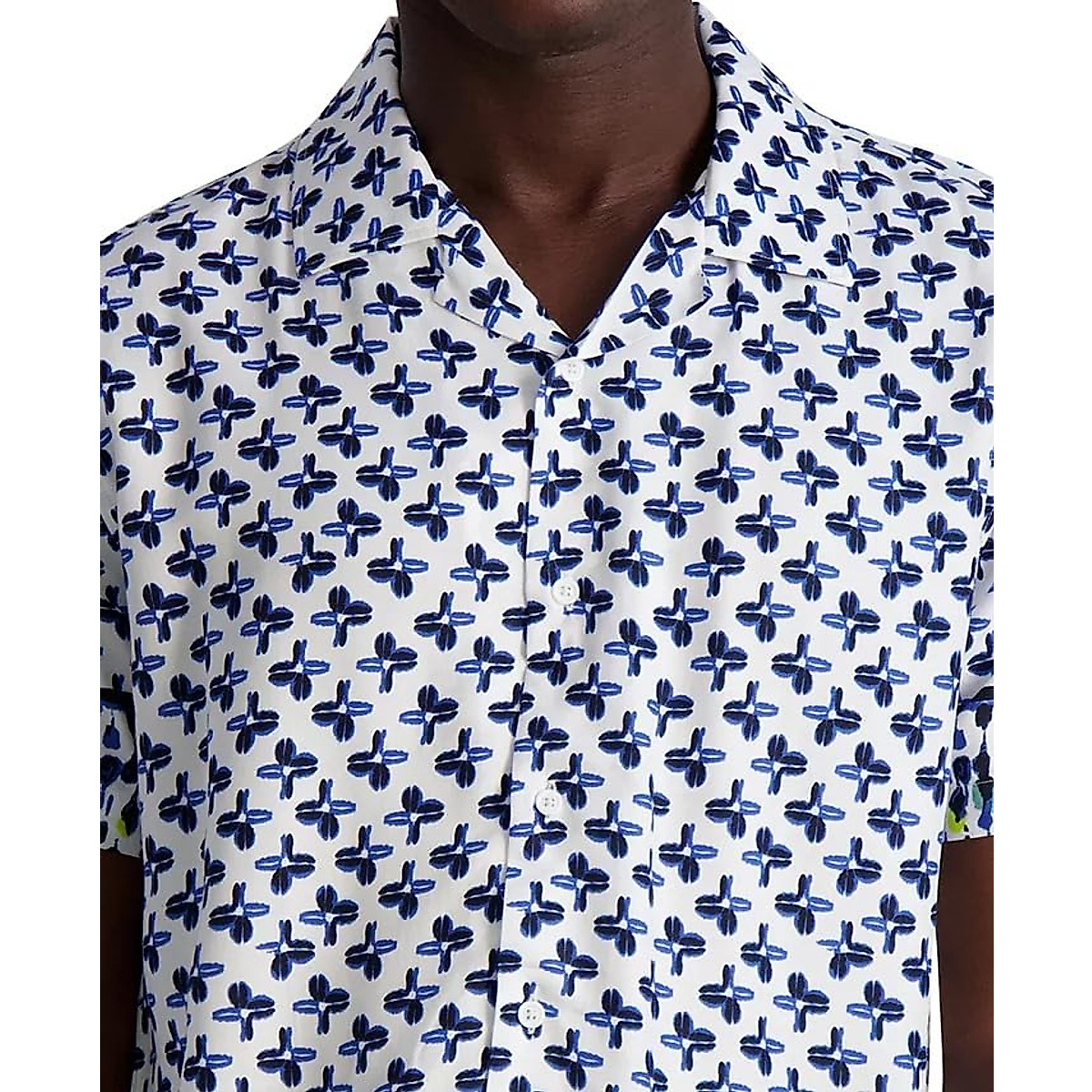 Karl Lagerfeld Paris Men's Floral Print Flowy Shirt, Blue