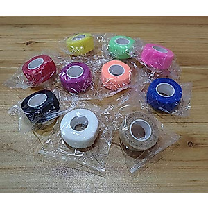 12 Pack 1" x 5 Yards Self Adhesive Elastic Bandage Wrap Stretch Self-Adherent Tape for First Aid,Sports, Wrist, Ankle (10 Colors)