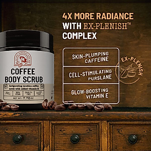 Coffee Body Scrub, Exfoliating Body Scrub, Arabica Coffee with Vitamin E Coffee Scrub, Dead Skin Body Scrubs for Women Exfoliation, Skin Care for Cellulite, Acne & Stretch Marks