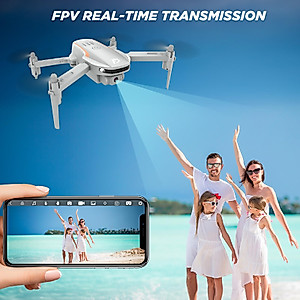 Ficinto 1080P FPV Foldable Quadcopter Drone with Camera - For Adults, Kids, Beginners - 3D Flips, Altitude Hold, Headless Mode, 2 Batteries