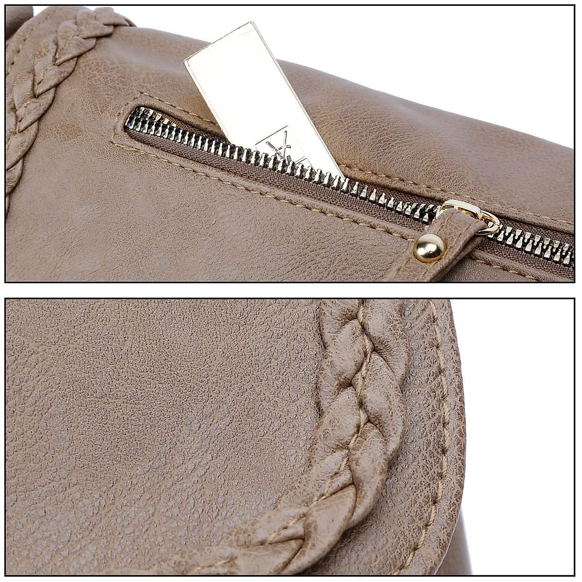KKXIU Vintage Leather Flap Crossbody Bags for Women and Teen Girls Shoulder Purses (Khaki)