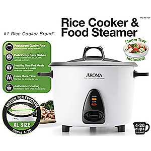 Aroma Housewares ARC-360-NGP 20-Cup Pot-Style Rice Cooker & Food Steamer, White