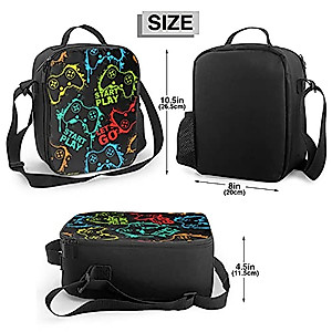 Duduho Colorful Game Joystick Insulated Lunch Bag Reusable Tote Bag Lunch Box Food Container For Men Women Kids