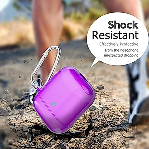 Svanove for Airpods Case Clear (1st/2nd), Transparent Cute Airpods 2nd Gerneration Case Silicone Cover Accessories, Soft TPU Rubber Airpods 1st Case for Women Girl, Neon Purple