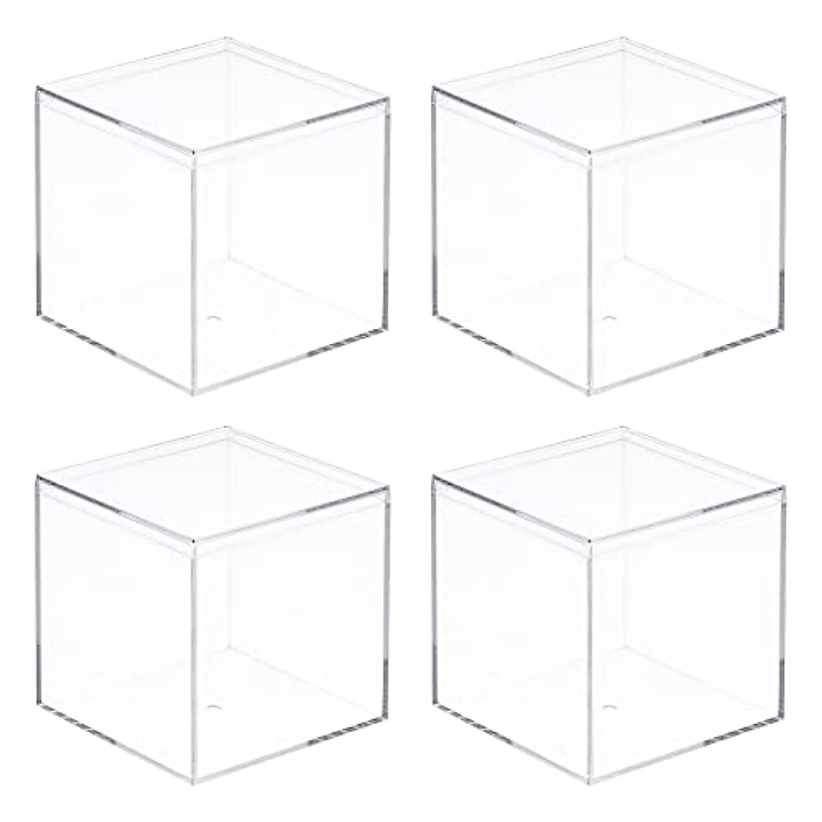 MECCANIXITY Clear Acrylic Plastic Storage Box Square Cube Display Case with Lid, 6.1x6.1x6.1cm Container Box for Small Item, Pack of 4