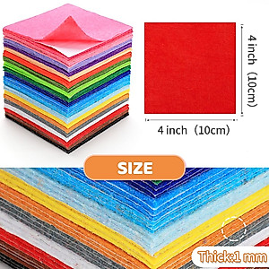 Bundooraking-60pcs soft felt sheets,Felt Fabric Sheets for Crafts,Self-adhesive Felt Sheets.4"x4"(10 * 10cm/Red),Thicker than 1mm Nonwoven squares,Patchwork Sewing DIY Craft,craft felt sheets.