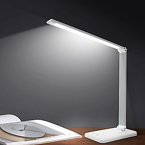 LED Desk Lamp with USB Port, Desk Light with 10 Brightness 5 Color Temperature, Soft Table Lamp for Reading, Office and Home, Touch Control, 30/60 Timer Off, No Glaring
