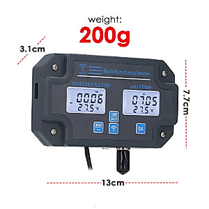 DANOPLUS Smart Water Quality Tester, 24 hrs Wireless App Monitoring of pH EC TDS Salinity SG Temperature, Mountable with Alarm Function for Aquariums & Hydroponics