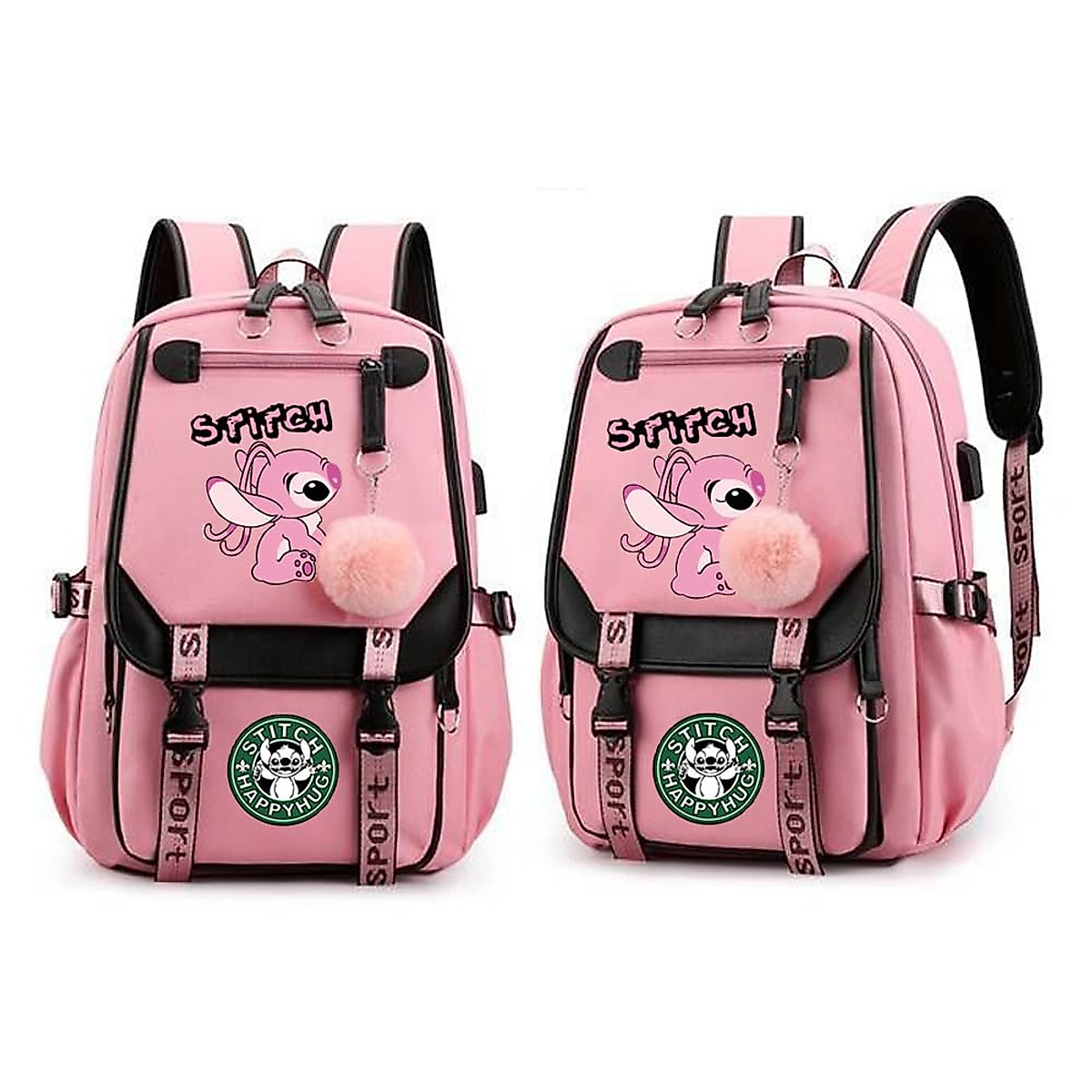 WZCSLM 15.6 Inch Stylish Computer Backpack Teens Bag College School Casual Daypack With USB Port Business (pink)