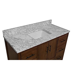 California 48-inch Bathroom Vanity (Carrara/Walnut): Includes Walnut Cabinet with Authentic Italian Carrara Marble Countertop and White Ceramic Sink