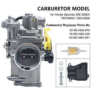 300EX Carburetor for Honda Sportrax 300 300EX TRX300EX 1993-2008 Replace 16100-HM3-670/16100-HM3-L00 / 16100-HM3-A61