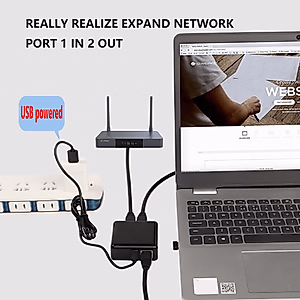SinLoon RJ45 Network Splitter Adapter Gigabit,1000Mbps Ethernet Cable Splitter 1 to 2, RJ45 Network Extension Connector,Two Devices Share The Internet at The Same Time(Gigabit 1 to 2)