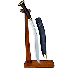 QT S Khukuri/Kukri Display Wooden Stand Fit 23-25 Inch X Large Kukri - Full Tang Blade Length Fit 16-18 Inch Kukri Khukuri- Handmade By Heavy Real Wood Nepaloden Sword Display for Heavy Kukri Knife