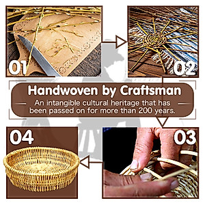 NUTRIUPS Natural Handmade Bread Basket for Serving,9.8inch Small Round Bread Basket,Wicker Fruit Basket