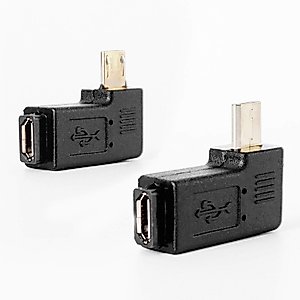 Inovat 1 Pair Right Left Angle Micro USB Male 90 Degree USB Male to Micro Female Plug Adapters