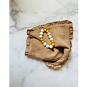 Leyl&Ari Baby Girl Newborn Essentials | Baby Girl Gift | Ruffle Muslin Burp Rags (Dusty Rose & Sand Set)