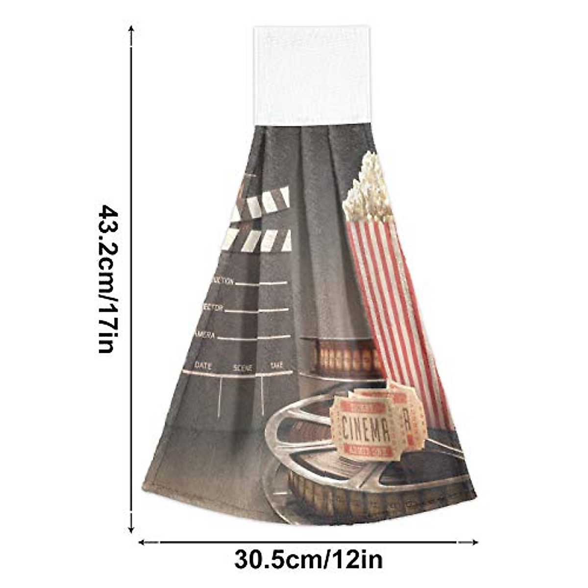 ATTX Set of 2 Movie Theater Popcorn Hanging Tie Towels Absorbent Soft Coral Velvet Kitchen Hand Towel Dish Wipe Cloth for Kitchen Bathroom
