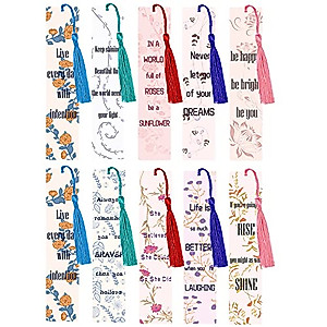 20 Pieces Inspirational Bookmarks for Women, Inspirational Bookmarks with Tassels, Motivational Book Marks Brave Bookmarks for Women Book Lovers Teens Girls Kids Teachers Females Birthday Gift