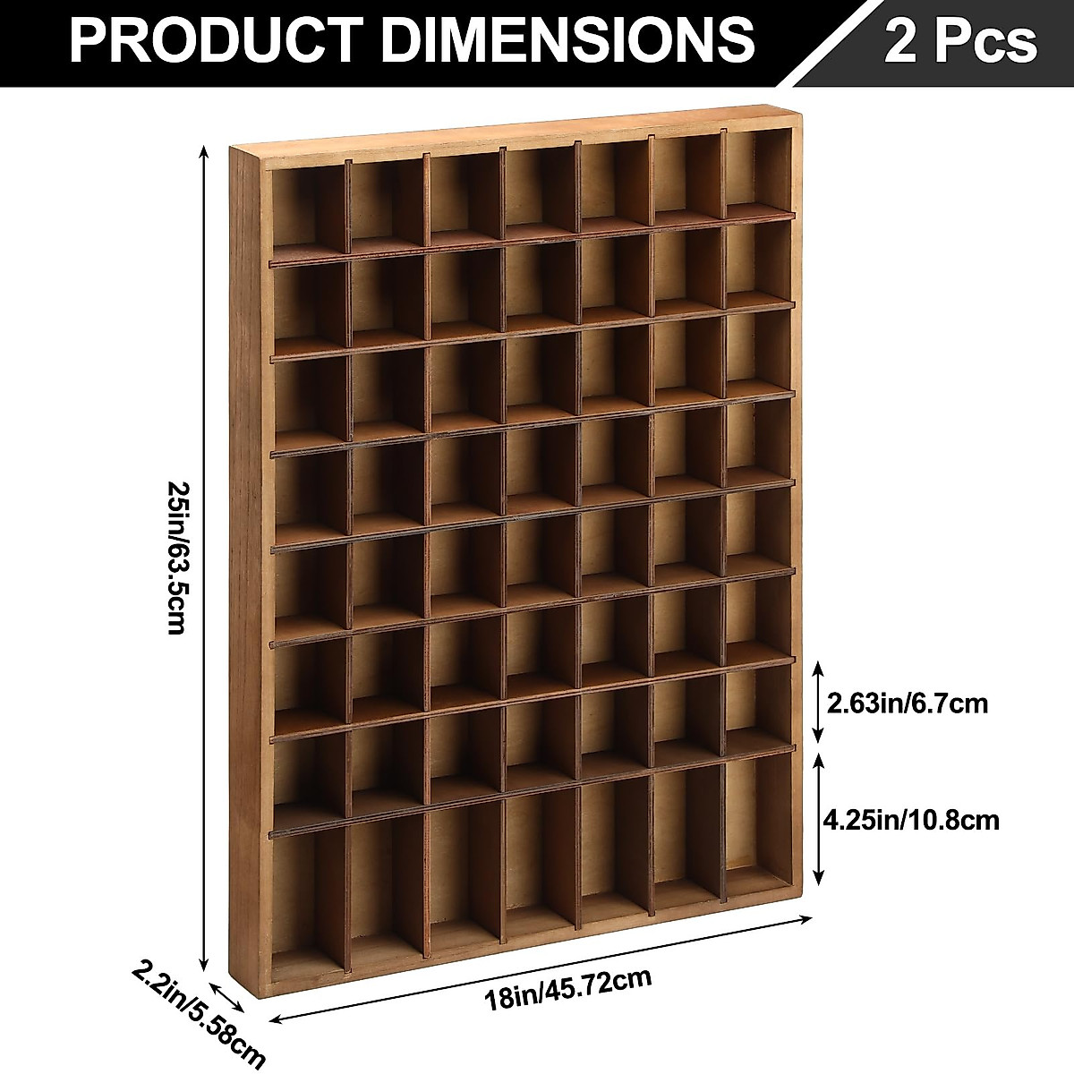 Barydat Shot Glass Display Case Wood Shot Glass Holder 56 Compartments Shot Glass Shelf Wall-Mounted Rustic Glass Bar Cabinet(Brown, 2 Pcs)