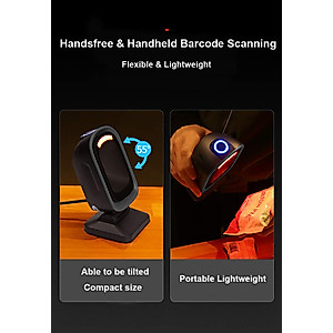 TEEMI Handsfree 2D QR Desktop Barcode Scanner, 1D Handheld Automatic Omnidirectional USB Reader CMOS Image Sensor, Wall Mountable Large Scanning Window Capture Screen Codes, TMSL-72