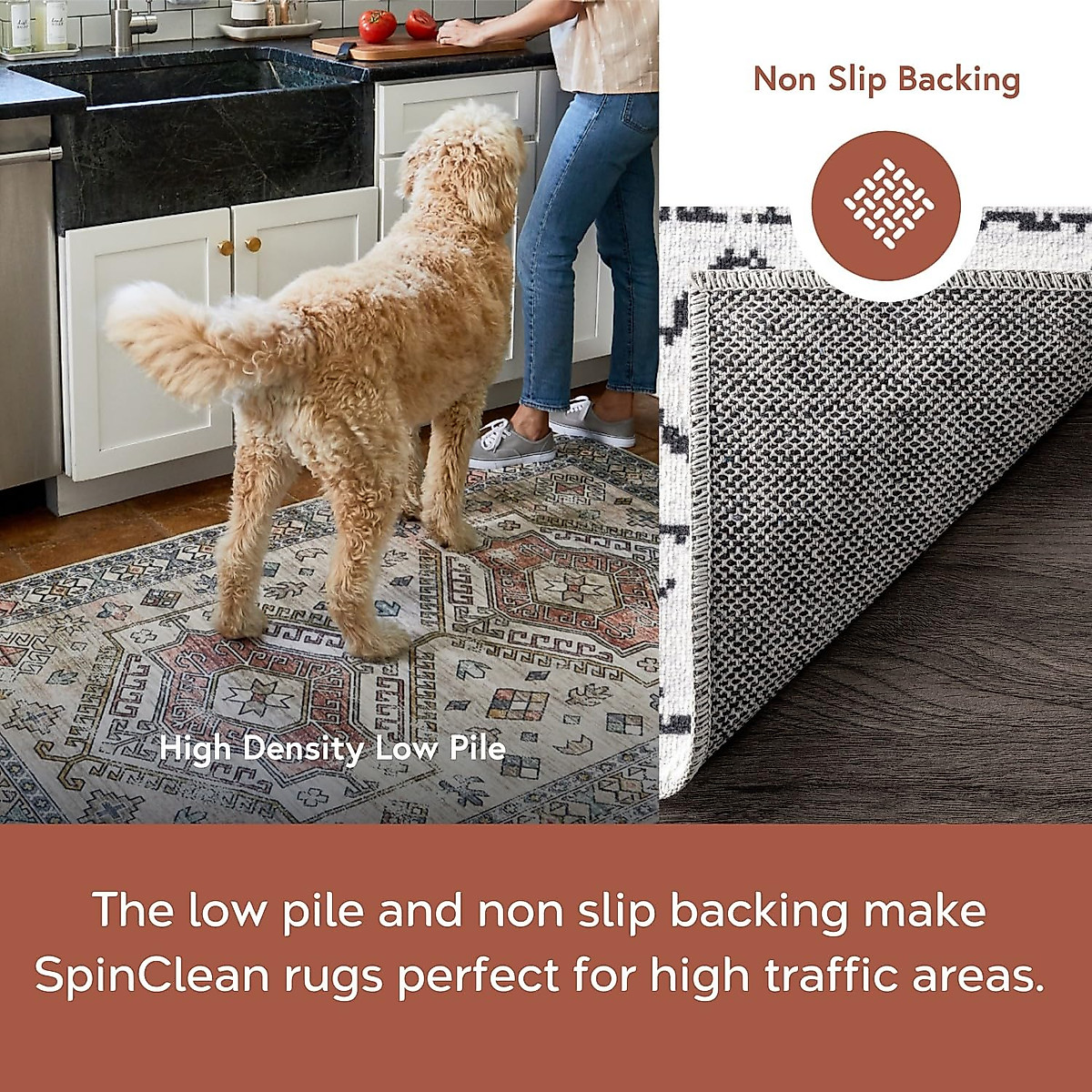 nuLOOM Francesca Machine Washable Contemporary Moon Ultra Thin Area Rug, 6' x 9', Grey