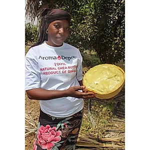 Aroma Depot Raw African Shea Butter 32 oz Yellow Grade A 100% Pure Natural Unrefined Fresh Moisturizing, Ideal for Dry and Cracked Skin. Can be use in Body, Hair and Face.