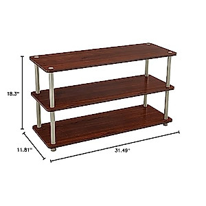 ClosetMaid 3-Tier Shelf Organizer Unit for Shoes, Accessories, Hats, Purses, Bags, in Entryway or Closet, Wood Shelves with Metal Frame, Cherry