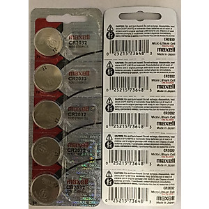 Strip of 5 Maxell CR2032 Lithium Coin Batteries