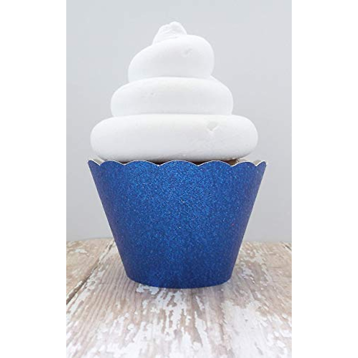 Royal Blue Glitter Cupcake Wrappers Party Dessert Decorations Standard and Mini Holders Set of 12
