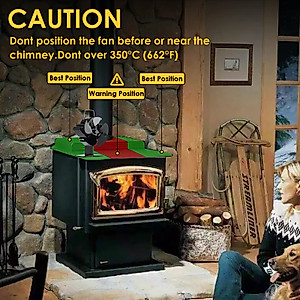 Heat Powered Stove Fan with Magnetic Thermometer, 5 Blade Wood Stove Fan, Ultra Quiet Non Electric Fireplace Fan for Wood Burner Stove/Log Burner/Fireplace