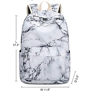 School Backpack Teen Girls Lightweight College Waterproof School Laptop Casual Backpack (Marble)