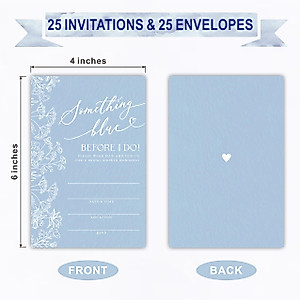 25 Bridal Shower Invitation With Envelopes - Something Blue Before I Do - Minimalism Blue Fill In Style Invitations For New Couples, Mr And Mrs, Newlyweds Invites, Party Favor & Supplies - A07
