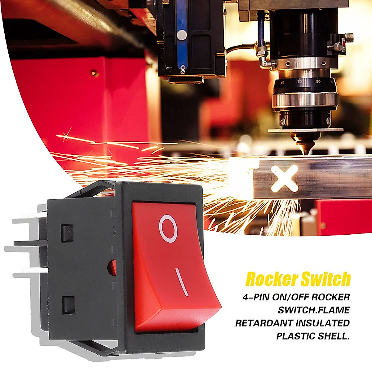 ON Off Rocker Switch, 120V AC/250V AC30A Welder Welding Machine 4-Pin 2 Position Boat Type Toggle Switch(1PCS)