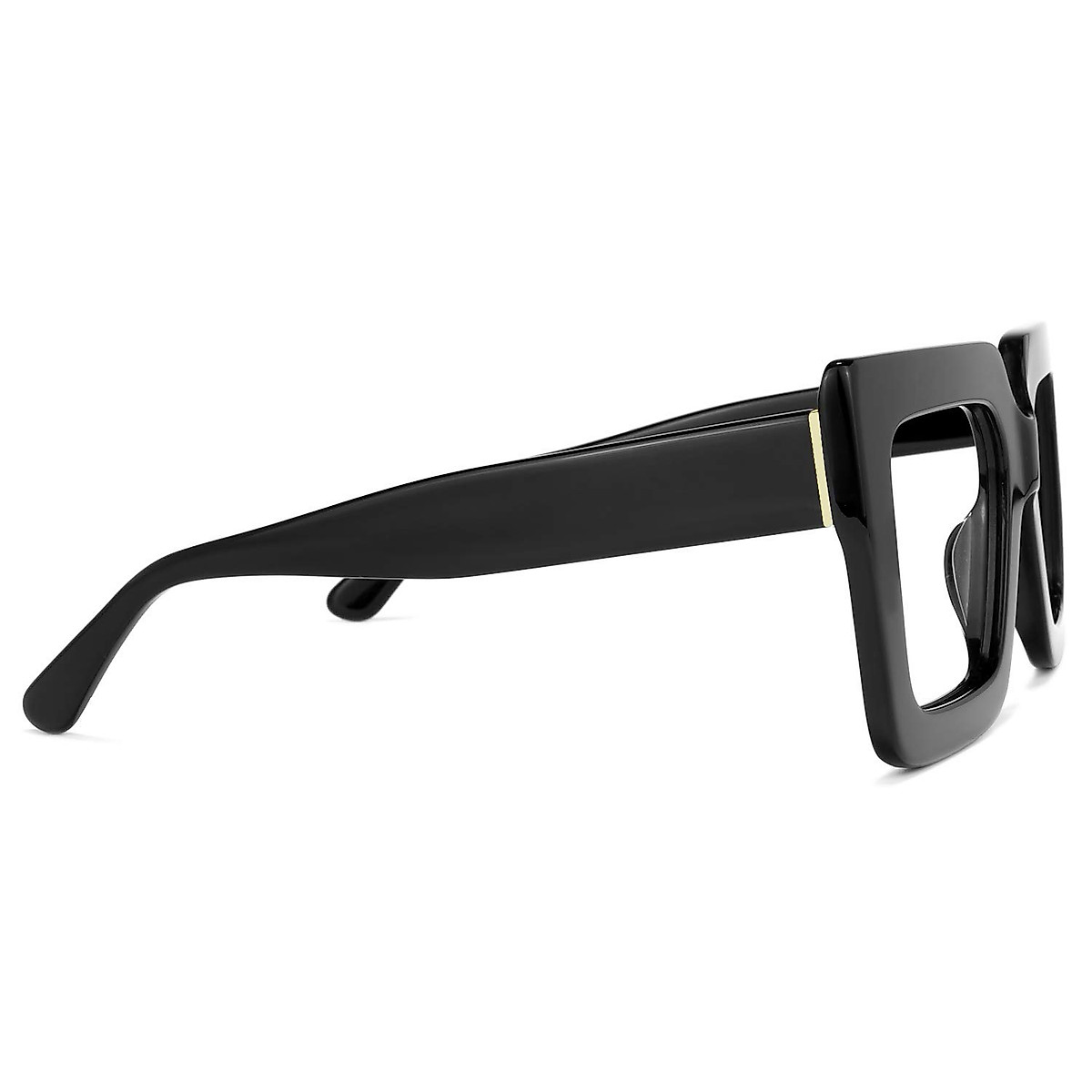 Zeelool Stylish Acetate Thick Oversized Square Eyeglasses Frame for Women with Non-prescription Clear Lens Brandon VFP0306-02 Black