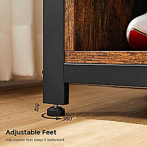 VASAGLE Hall Tree with Storage Bench, Entryway Storage with 9 Hooks, Coat Rack with Soft Bench, Shoe Rack, Steel Frame, Rustic Brown and Black UHSR099B01