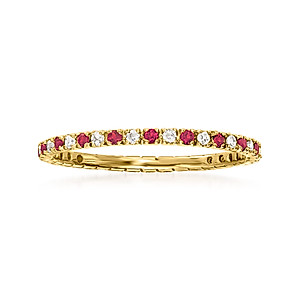 RS Pure by Ross-Simons Gemstone and .13 ct. t.w. Diamond Eternity Band Ring in 14kt Yellow Gold