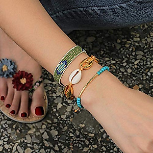 KELITCH Women Friendship Bracelets Agate Turquoise Strand Bracelets Gold Chic Snake Charm Bracelets