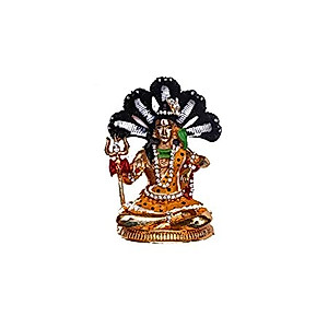 Shiva 5 Mukhi Car Dashboard Shiv Parivar Shiva Lingam Shaligram Shivling with Stand Shivling Idol Shiva Idol Size - 8 cm (Gold)