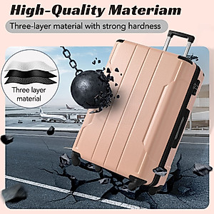 Merax Suitcases With Wheels Lightweight Carry-On Luggage, TSA Lock and Reinforced Corners, 24 Inch Checked-Medium Suitcases (Pink) …