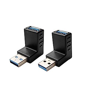 USB 3.0 Male to Female Right Angle Adapter, 90 Degree, USB Upward and Downward Connector